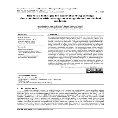 Improved Technique For Radar Absorbing Coatings Characterization With