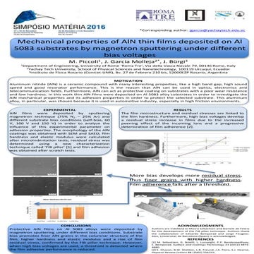 Mechanical properties of AlN thin films deposited on Al 5083 substrates ...
