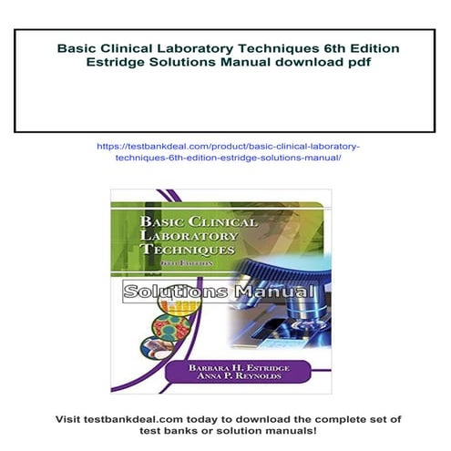 Basic Clinical Laboratory Techniques 6th Edition Estridge Solutions ...
