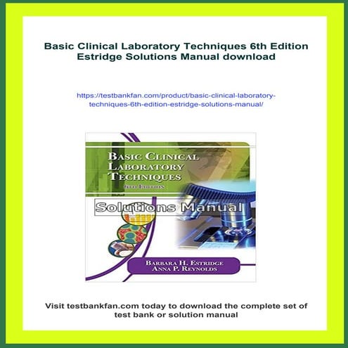 Basic Clinical Laboratory Techniques 6th Edition Estridge Solutions Manual | PDF