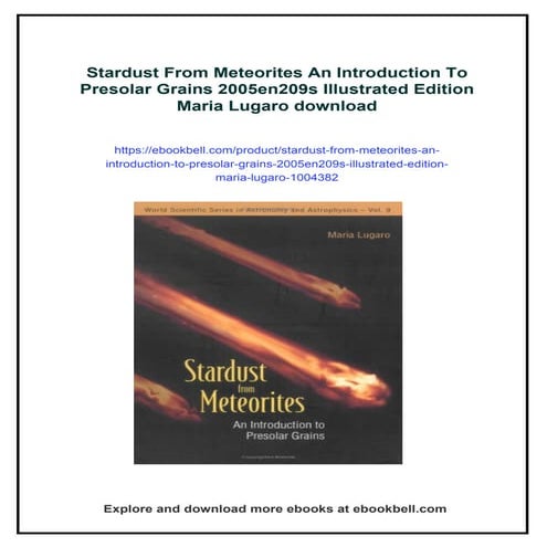 Stardust From Meteorites An Introduction To Presolar Grains 2005en209s ...