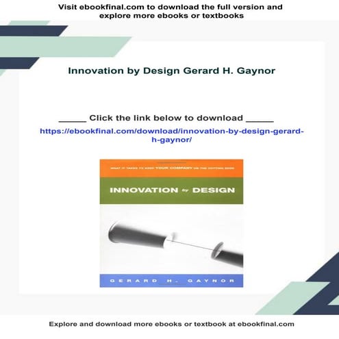 Download full ebook of Innovation by Design Gerard H. Gaynor instant ...