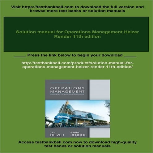 Solution manual for Operations Management Heizer Render 11th edition | PDF