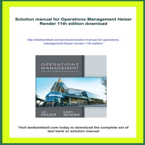 Solution manual for Operations Management Heizer Render 11th edition | PDF