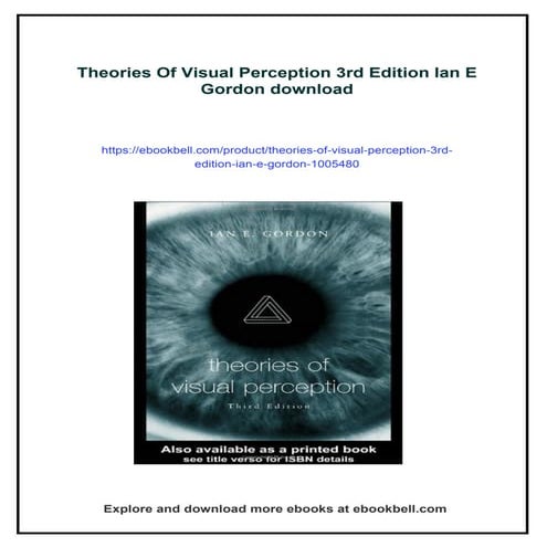 Theories Of Visual Perception 3rd Edition Ian E Gordon | PDF