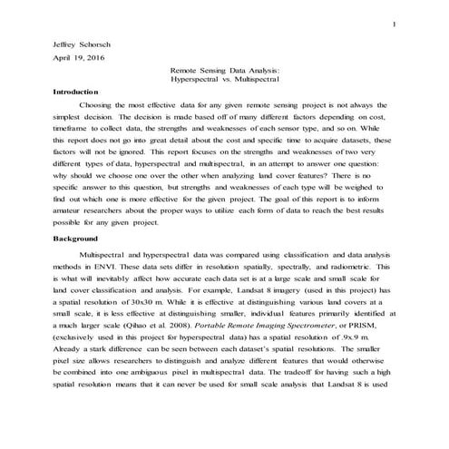 Advanced Remote Sensing Project Report | DOCX