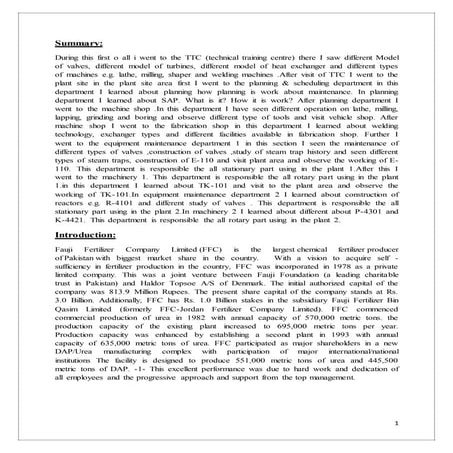 ffc internship report a | DOCX