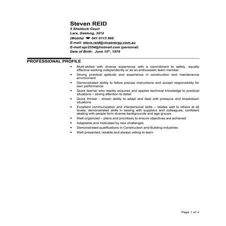 steven reids resume | PDF