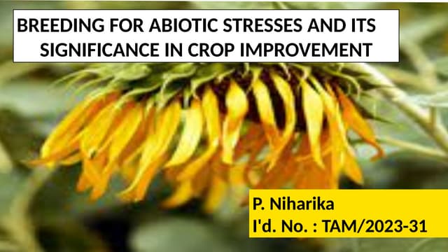 Breeding for abiotic stress resistance in vegetable crops | PPTX