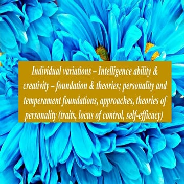 individual variation intelligence ability and creativity foundation and ...