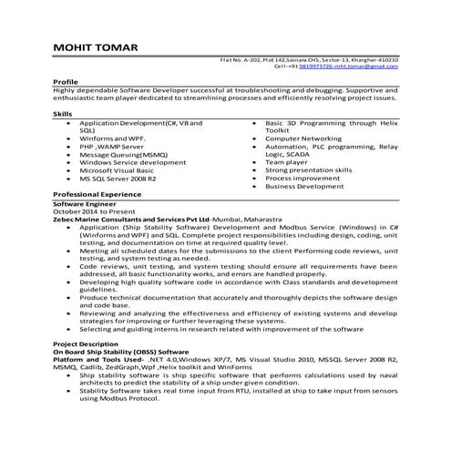 MOHIT TOMAR | DOCX | Computer Software and Applications | Computing