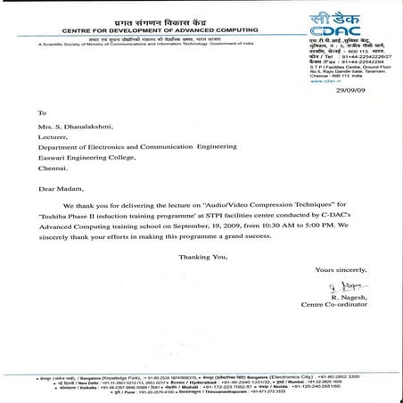 CDAC Letter for Lecturing | PDF