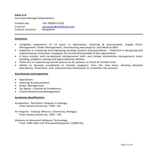 Process Specialist Job Description | DOC