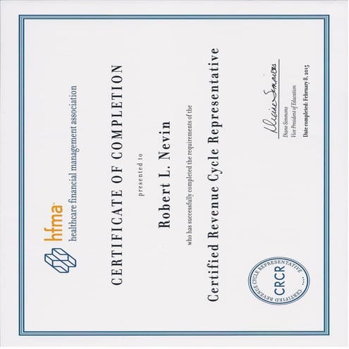 HFMA CRCR for Robert Nevin | PDF