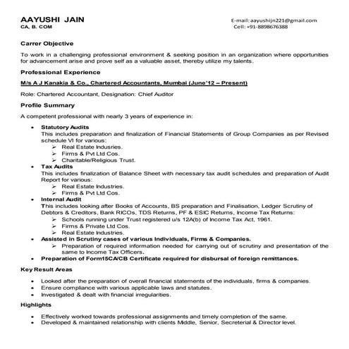 Resume CA Aayushi Jain | PDF