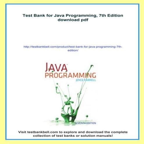 Test Bank for Java Programming, 7th Edition | PDF
