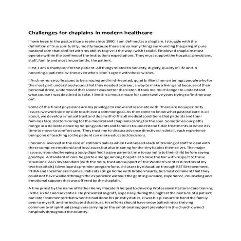 Essay-LeNae Pastoral Care Sept 2015 | DOCX