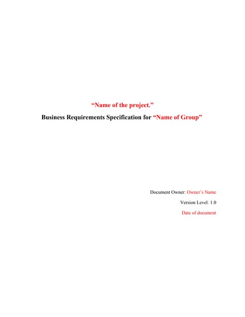 Sample Business Requirement Document | PDF