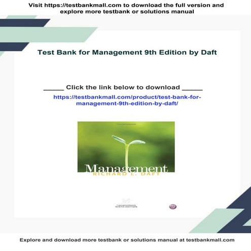 Get full Test Bank for Management 9th Edition by Daft free all chapters ...