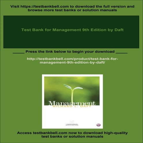 Test Bank for Management 9th Edition by Daft | PDF