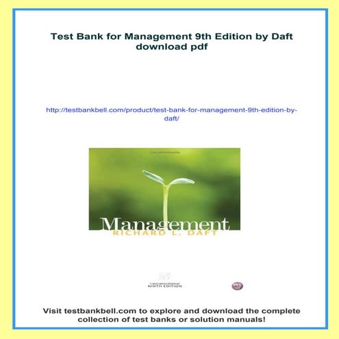 Test Bank for Management 9th Edition by Daft | PDF