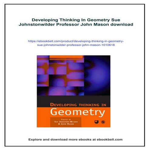 Developing Thinking In Geometry Sue Johnstonwilder Professor John Mason ...