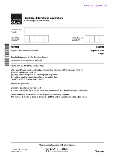 Cambridge IGCSE 0580 Mathematics specimen paper 2 for examination from ...