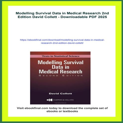 Modelling Survival Data in Medical Research 2nd Edition David Collett | PDF