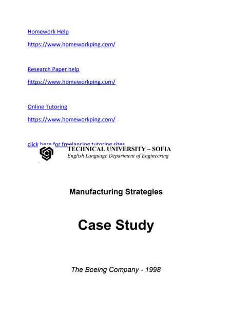 Boeing: The Downfall & The Rise - Just in Case'24 Global Case Study Competition | PDF