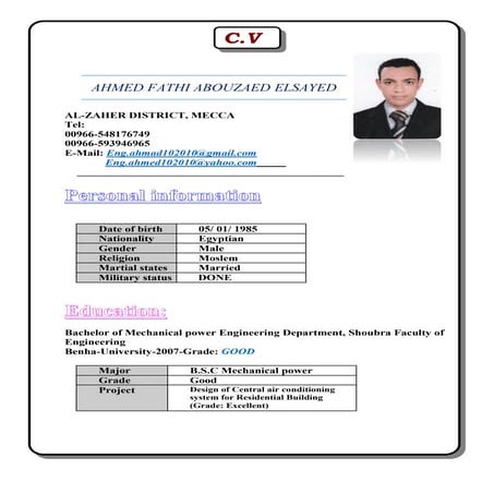eng.ahmad fathi C.V | PDF