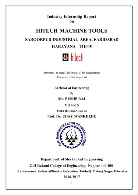 Internship Report (MEchanical Engg) by kalpesh pawar | PDF