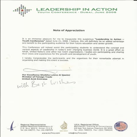 Note of appreciation lia | PDF