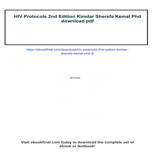 HIV Protocols 2nd Edition Kimdar Sherefa Kemal Phd | PDF