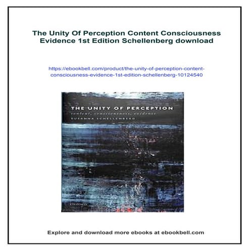 The Unity Of Perception Content Consciousness Evidence 1st Edition ...