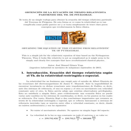 Obtención de la ecuación de tiempo relativista partiendo del th. de ...