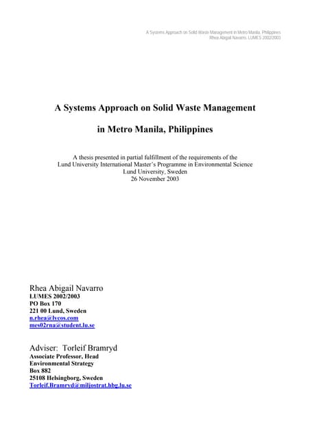 Integrated Municipal Solid Waste Management System (IMSWMS) | PDF