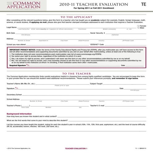 Teacher Recommendation | PDF