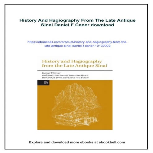 History And Hagiography From The Late Antique Sinai Daniel F Caner | PDF