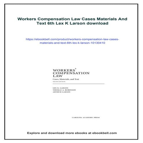 Workers Compensation Law Cases Materials And Text 6th Lex K Larson | PDF