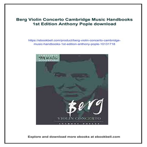 Berg Violin Concerto Cambridge Music Handbooks 1st Edition Anthony ...