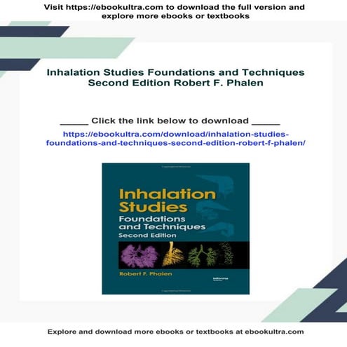 Inhalation Studies Foundations and Techniques Second Edition Robert F. Phalen | PDF