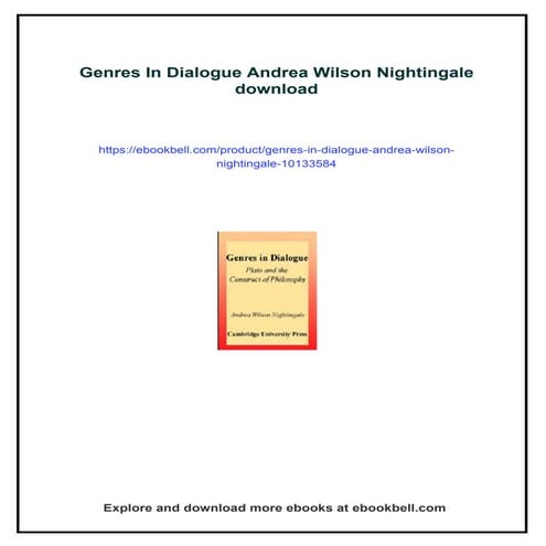 Genres In Dialogue Andrea Wilson Nightingale | PDF