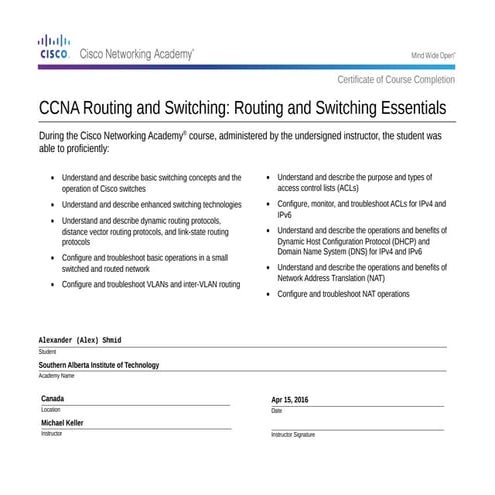 CCNA Routing and Switching - Routing and Switching Essentials | PDF