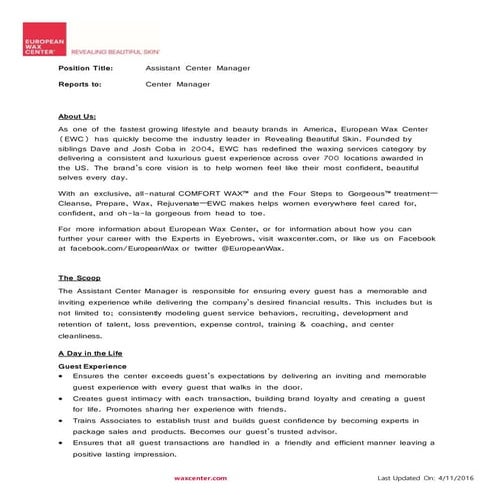 Center Operations_Assistant Center Manager | DOCX