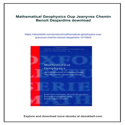 Mathematical Geophysics Oup Jeanyves Chemin Benoit Desjardins | PDF