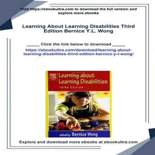 Learning About Learning Disabilities Third Edition Bernice Y.L. Wong | PDF