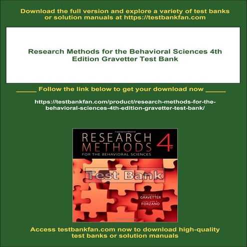 Research Methods for the Behavioral Sciences 4th Edition Gravetter Test ...
