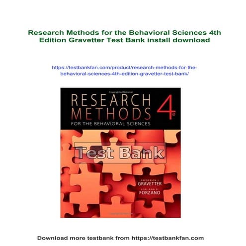 Research Methods for the Behavioral Sciences 4th Edition Gravetter Test ...