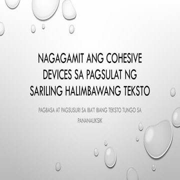 Cohesion Devices sa Filipino............ | PPTX