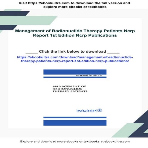 Management of Radionuclide Therapy Patients Ncrp Report 1st Edition ...